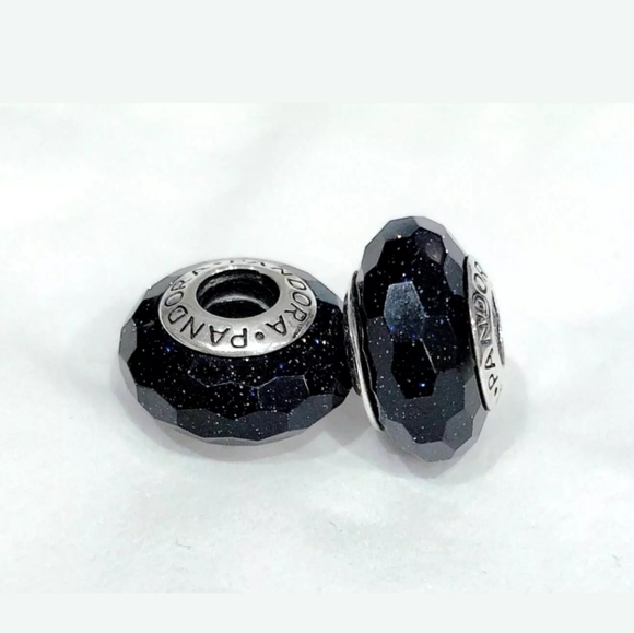 Pandora | Jewelry | Pandora Pair Of Black Shimmered Murano Glass Beads ...